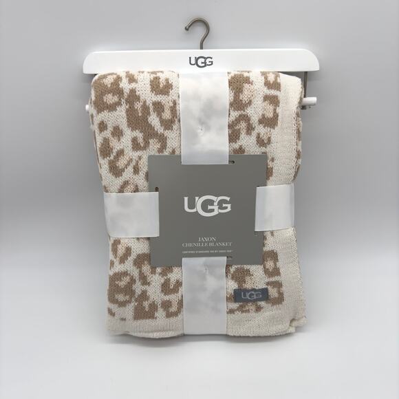 UGG | Other | Ugg Jaxon Chenille Baby Blanket Leopard Print Mocha Tan ...